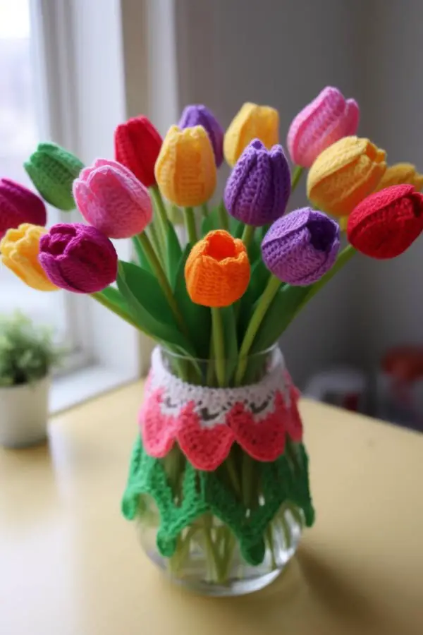 How to Crochet a Tulip. Free Pattern - Mental Scoop